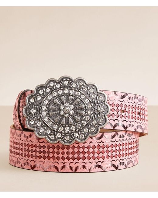 BKE Checkered Glitz Belt in Pink | Lyst
