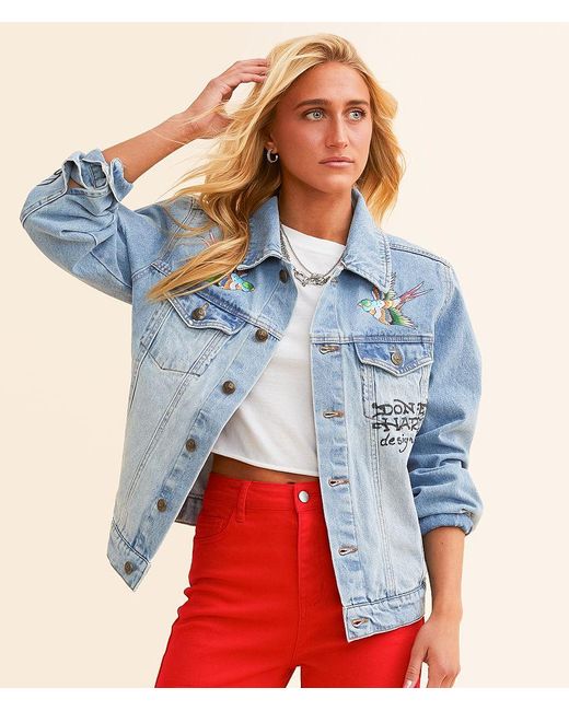 Ed Hardy Brave Eagle Denim Jacket in Blue | Lyst