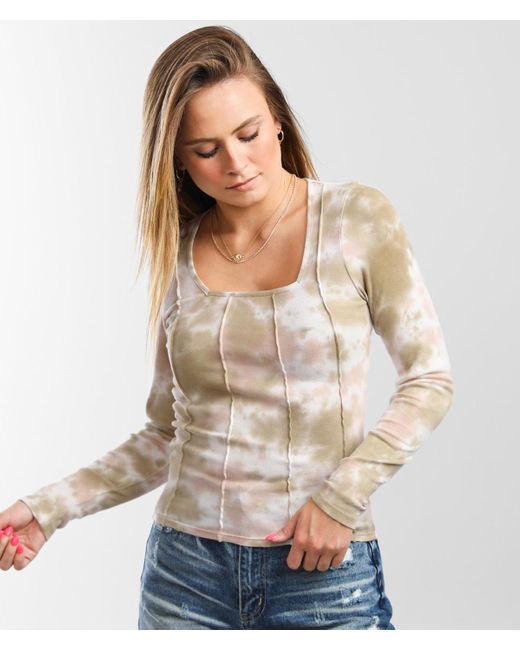 Gilded Intent Tie dye Fitted Top In Cream Brown Brown Lyst