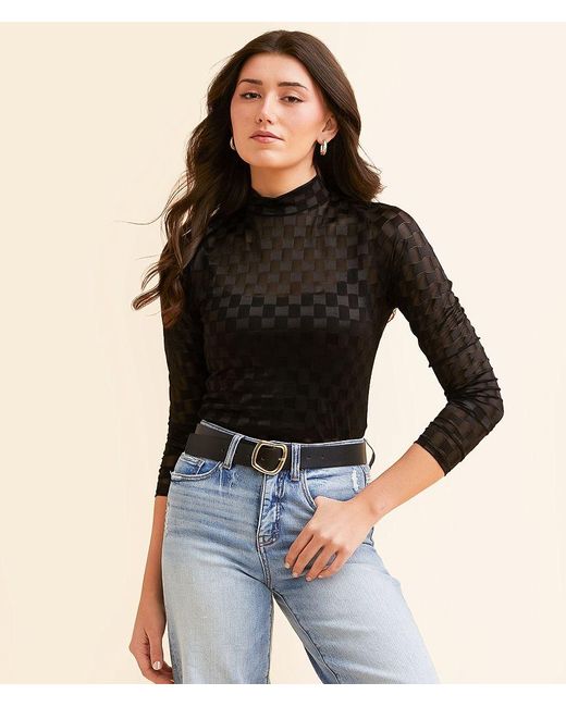 Willow & Root Checkered Mesh Top in Black | Lyst
