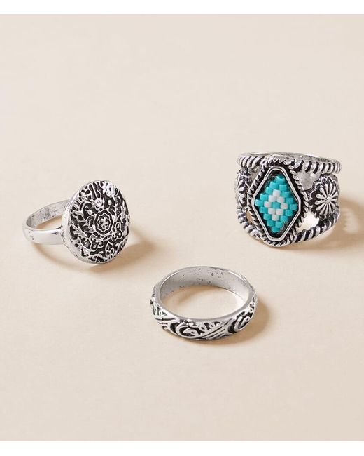 Sterling & Stitch 3 Pack Western Ring Set in Blue | Lyst