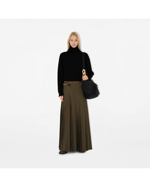Burberry Wool Mohair Maxi Kilt in Green | Lyst