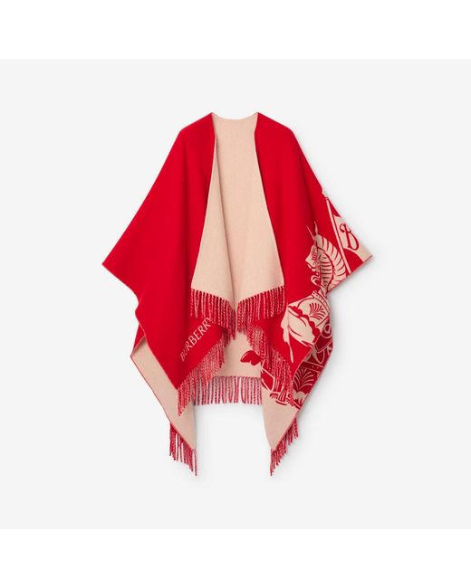 Burberry Ekd Wool Cashmere Cape in Red | Lyst UK