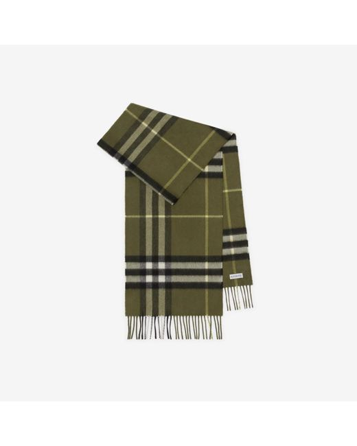 Burberry Check Cashmere Scarf in Green | Lyst UK