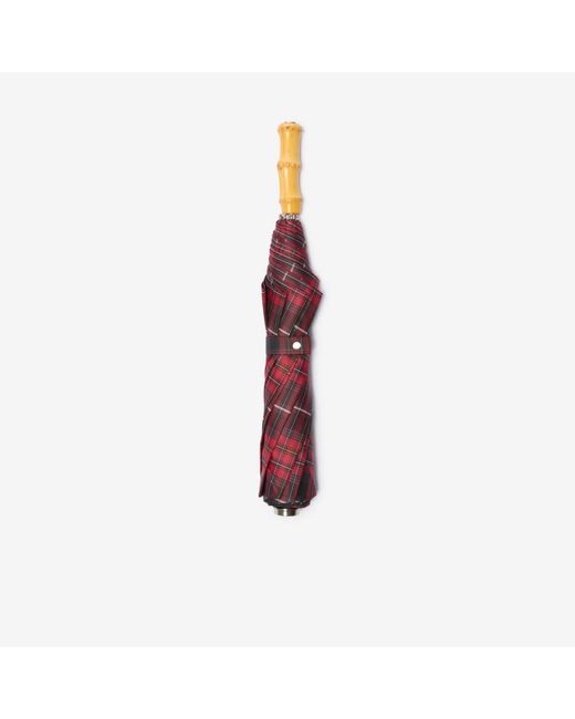 Burberry Check Folding Umbrella in Red | Lyst UK