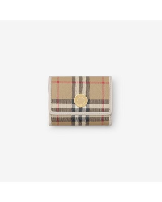 Burberry Small Check Folding Wallet in Natural | Lyst UK