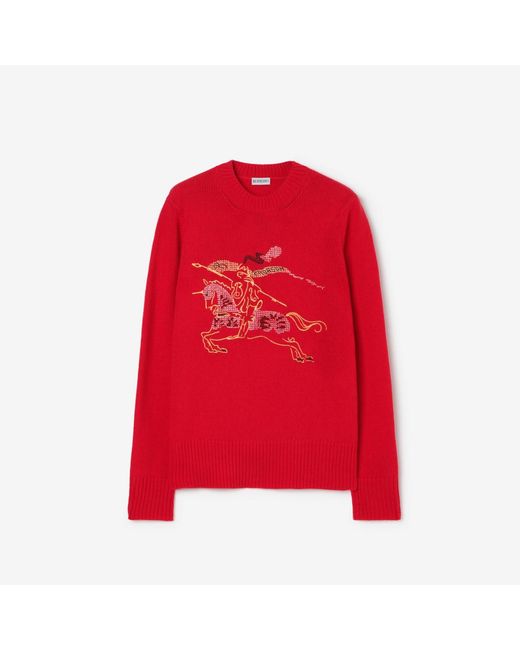 Burberry Cross Stitch Ekd Wool Cashmere Sweater in Red | Lyst UK