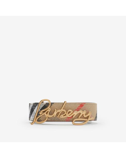 Burberry Reversible Check Signature Belt in Metallic | Lyst