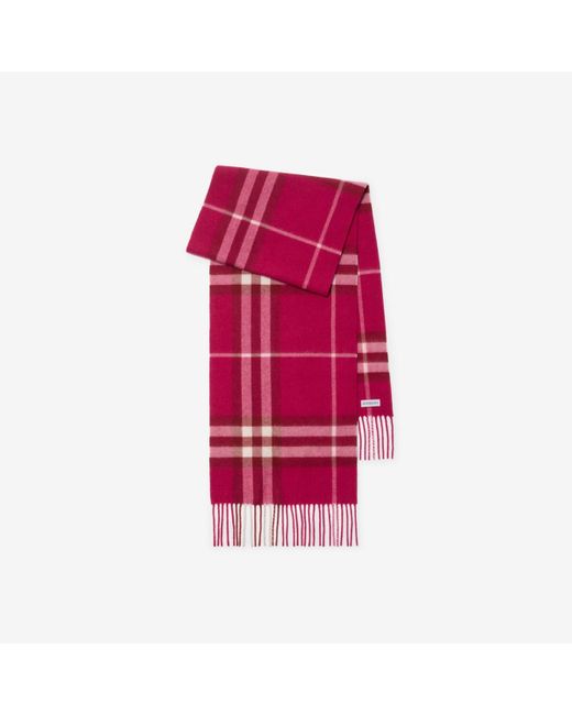 Burberry Check Cashmere Scarf in Red | Lyst UK
