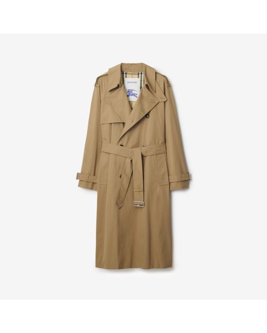 Burberry Long Gabardine Trench Coat in Natural for Men | Lyst UK
