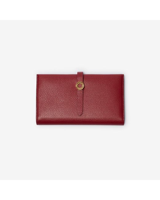 Burberry Grainy Leather Continental Wallet in Red | Lyst UK