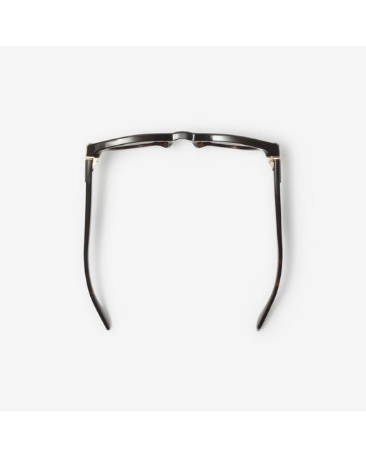 Burberry Logo Bar Round Sunglasses in Black | Lyst