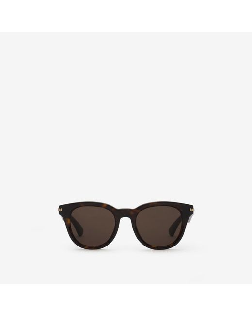Burberry Logo Bar Round Sunglasses in Black | Lyst