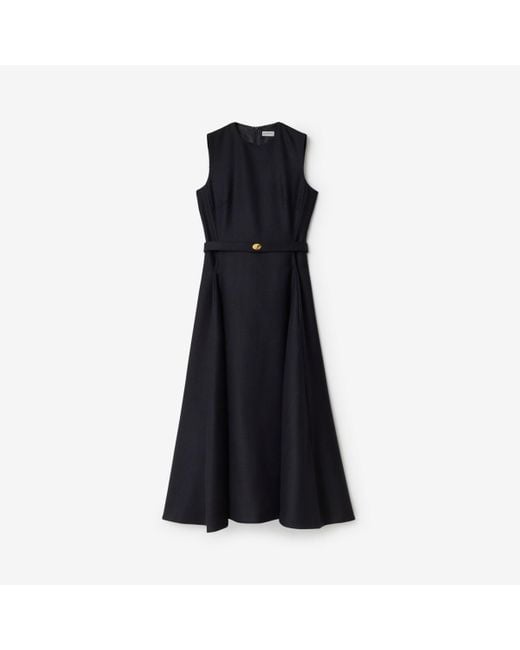 Burberry Belted Check Wool Dress in Black | Lyst UK