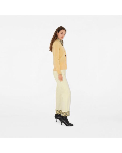 Burberry B Shield Wool Blend Cardigan in Yellow | Lyst