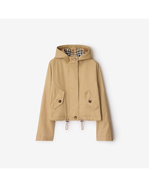 Burberry Short Jacket With Hood in Natural | Lyst