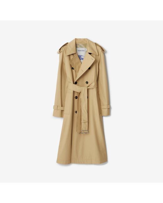 Burberry Long Gabardine Trench Coat in Natural | Lyst