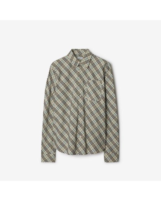 Burberry Relaxed Fit Check Cotton Shirt in Gray for Men | Lyst