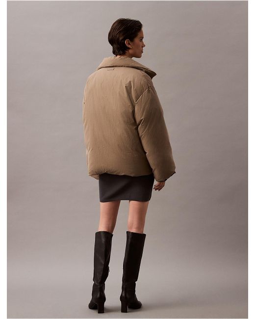 Calvin Klein Heavyweight Short Puffer Coat in Natural | Lyst