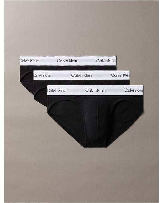 Calvin Klein Icon Cotton Stretch 3 Pack Low Rise Slip Brief In Black