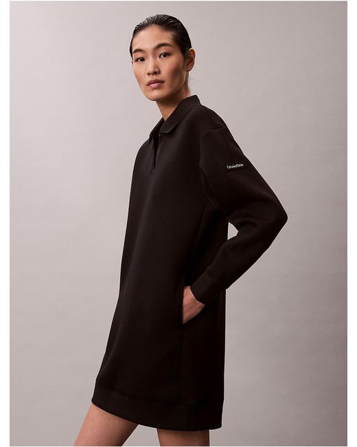 Calvin Klein Women's Black Smooth Mini Polo Sweatshirt Dress - www ...