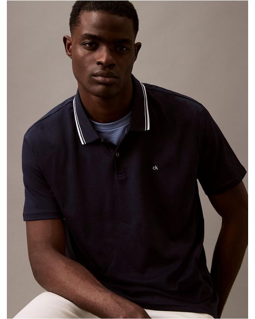 Calvin Klein Liquid Touch Tipped Collar Polo Shirt for Men | Lyst