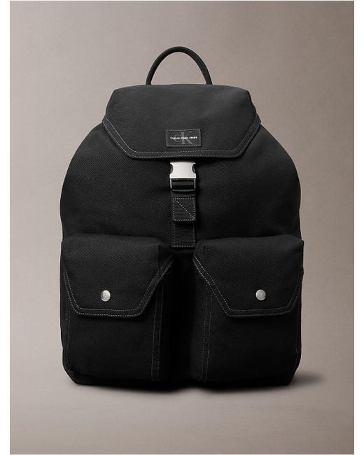 Calvin Klein Canvas Flap Backpack in Black for Men | Lyst