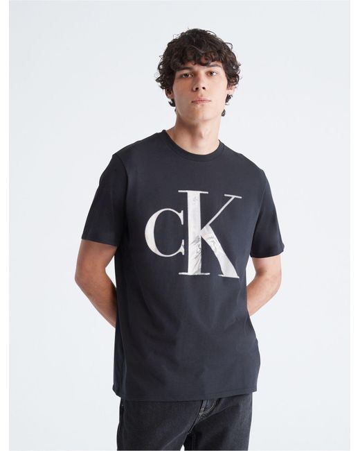 Calvin Klein Statue Of Liberty Monogram Logo T Shirt In Blue For Men Lyst