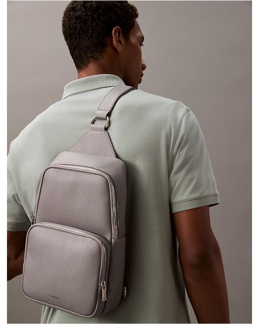 Calvin Klein Micro Pebble Sling Bag in Gray for Men | Lyst