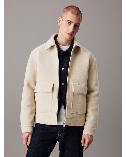 Calvin Klein Relaxed Wool Blend Jacket in Natural for Men Lyst UK