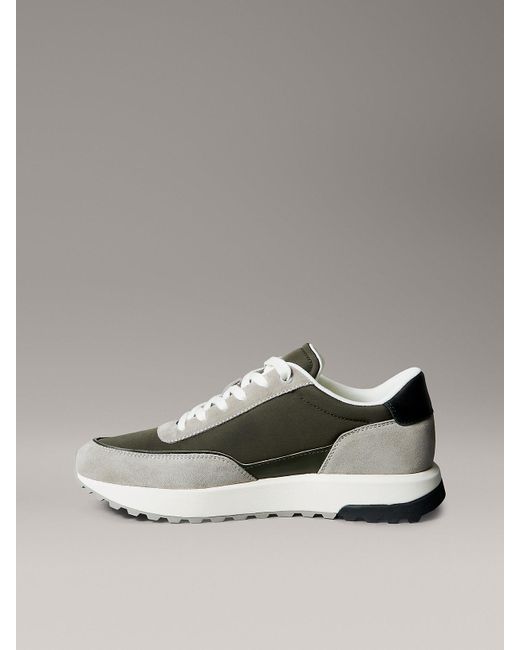 Calvin Klein Leather Mix Runner Trainers in Metallic for Men | Lyst UK