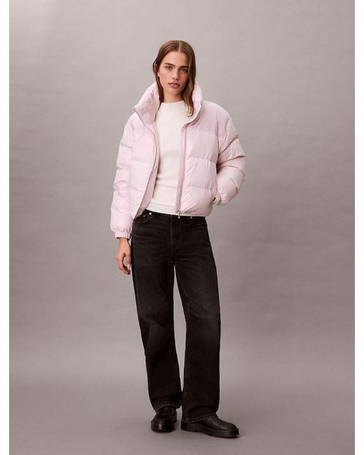 Calvin Klein Matte Shine Puffer Jacket in Pink | Lyst UK