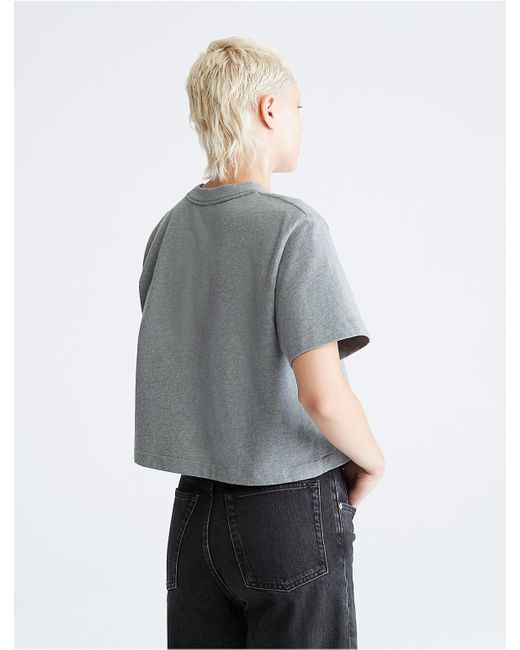Calvin Klein Standard Logo Boxy Fit Crewneck T-Shirt in Gray | Lyst