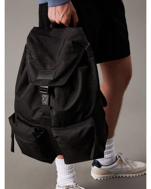 Calvin Klein Flap Backpack in Black for Men | Lyst UK