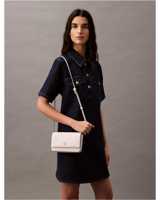 Calvin Klein Archive Hardware Flap Crossbody Bag in Gray | Lyst