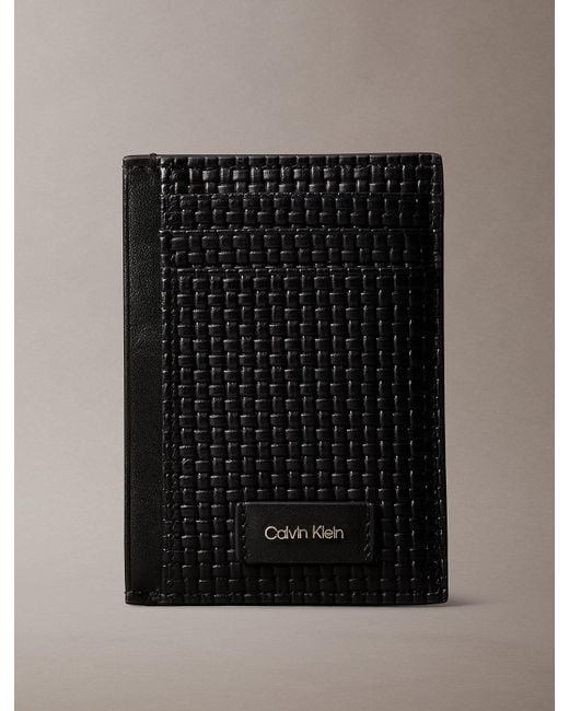 Calvin Klein Embossed Woven Card Case in Black for Men | Lyst UK