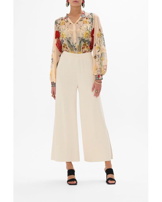 CAMILLA High Neck Button Through Blouse Etched Into Eternity in White ...