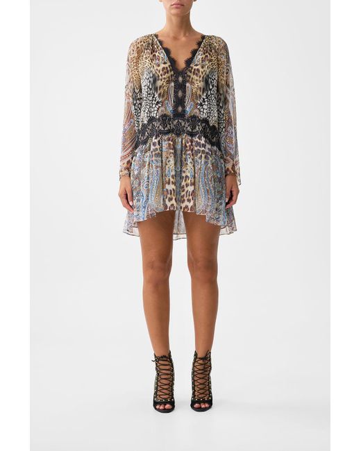 CAMILLA Relaxed Short Dress With Dropped Waist Istanbul Animalia | Lyst UK