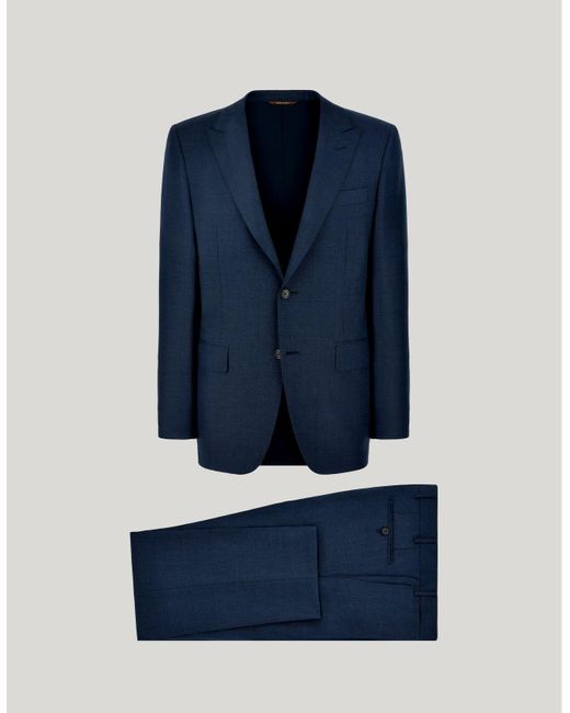 Canali Petrol Pure Wool Suit in Blue for Men | Lyst UK