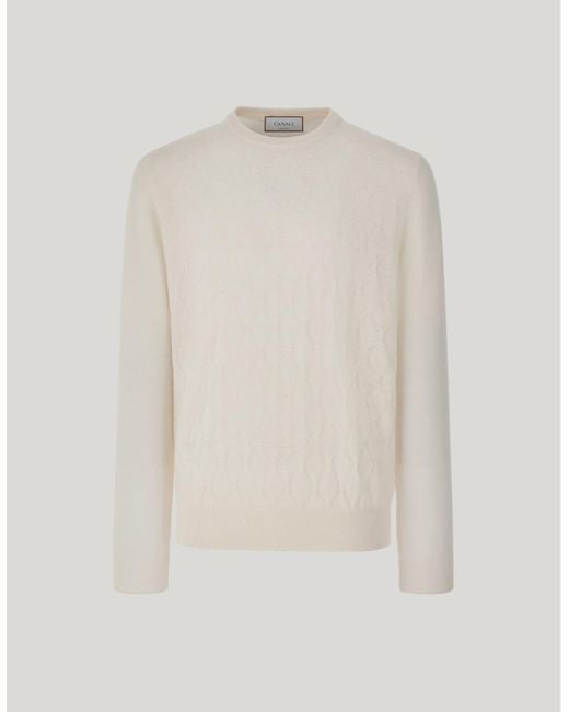 Canali Cream Crewneck in White for Men | Lyst