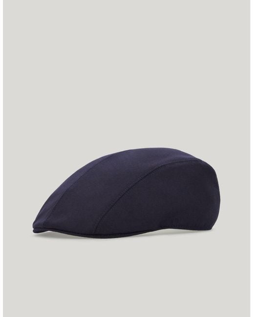 Canali Flat Cap With Leather Tag in Blue for Men | Lyst UK
