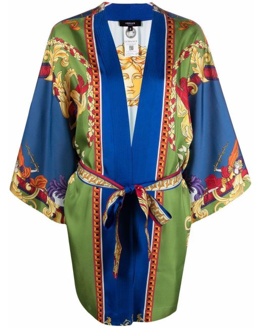 Versace Silk Medusa Renaissance-print Robe in Blue - Lyst