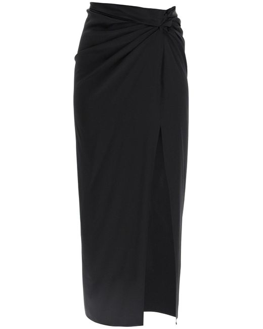 Magda Butrym Satin Midi Skirt With Knot in Black - Save 28% - Lyst