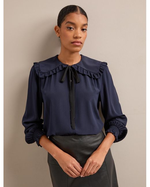 Cefinn Vera Silk Blouse in Blue | Lyst UK