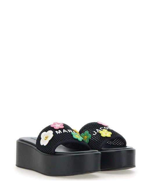 Marc Jacobs The Daisy Crochet Platform Sandals in Black | Lyst