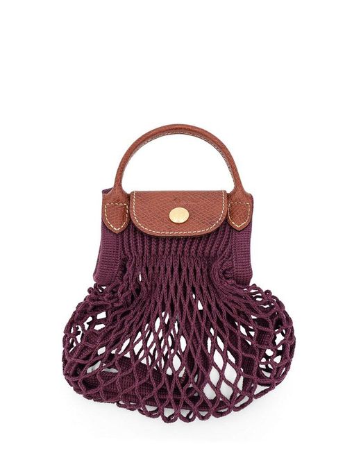 Longchamp Le Pliage Filet Strapped Mini Shoulder Bag in Purple | Lyst