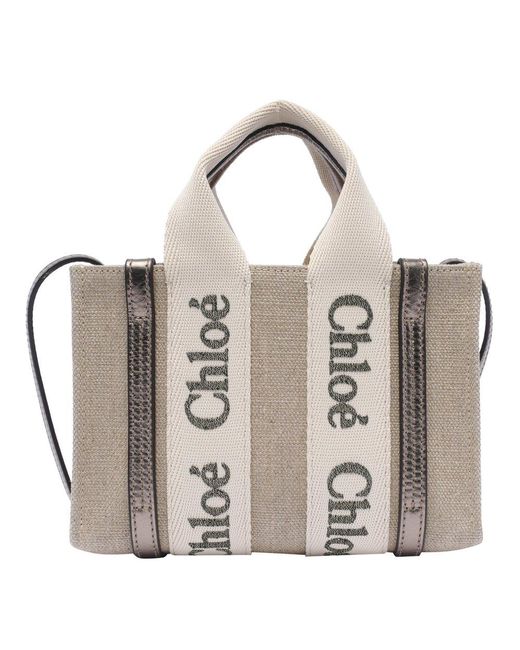 Chloé Mini Woody Tote Bag in Metallic | Lyst