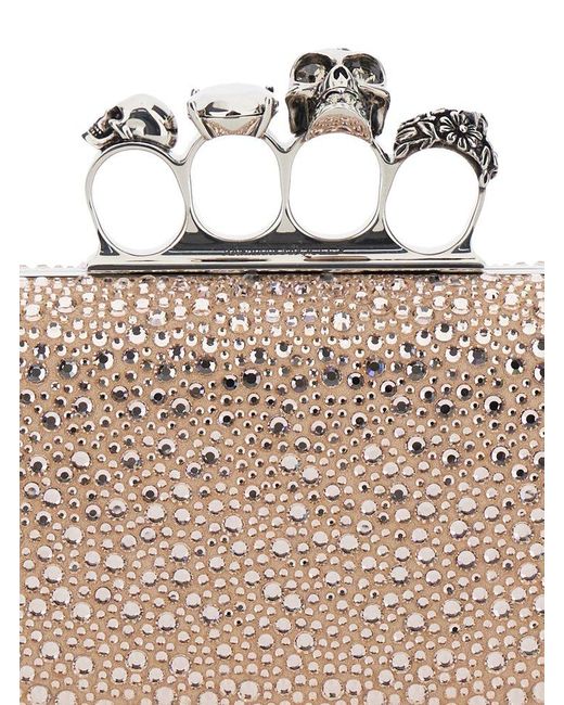 McQueen Skull Embellished Chained Clutch Bag in Pink | Lyst