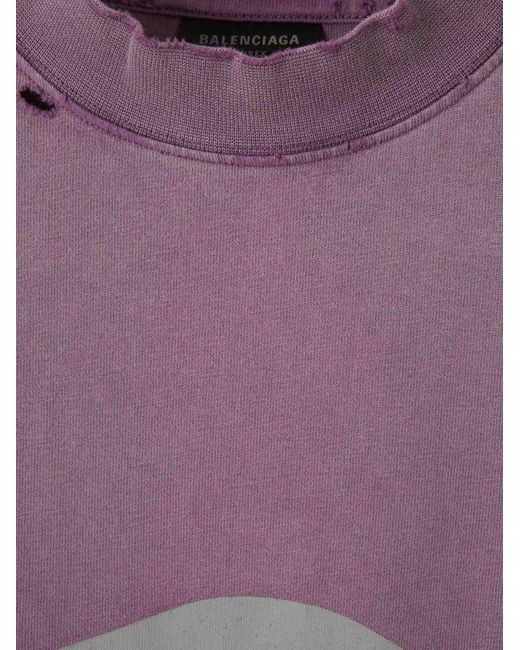 Balenciaga 3B Liquefied Distressed Oversized T-Shirt in Purple for Men ...