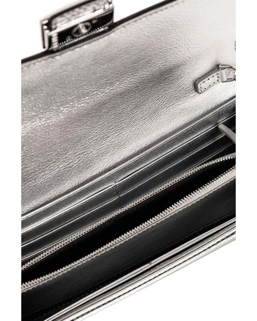 Fendi Baguette Logo Embossed Wallet On Chain in Black | Lyst